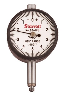 81-111J Starrett Dial Indicator, 0-5-0 dial reading, .0001* grad, .025 ...